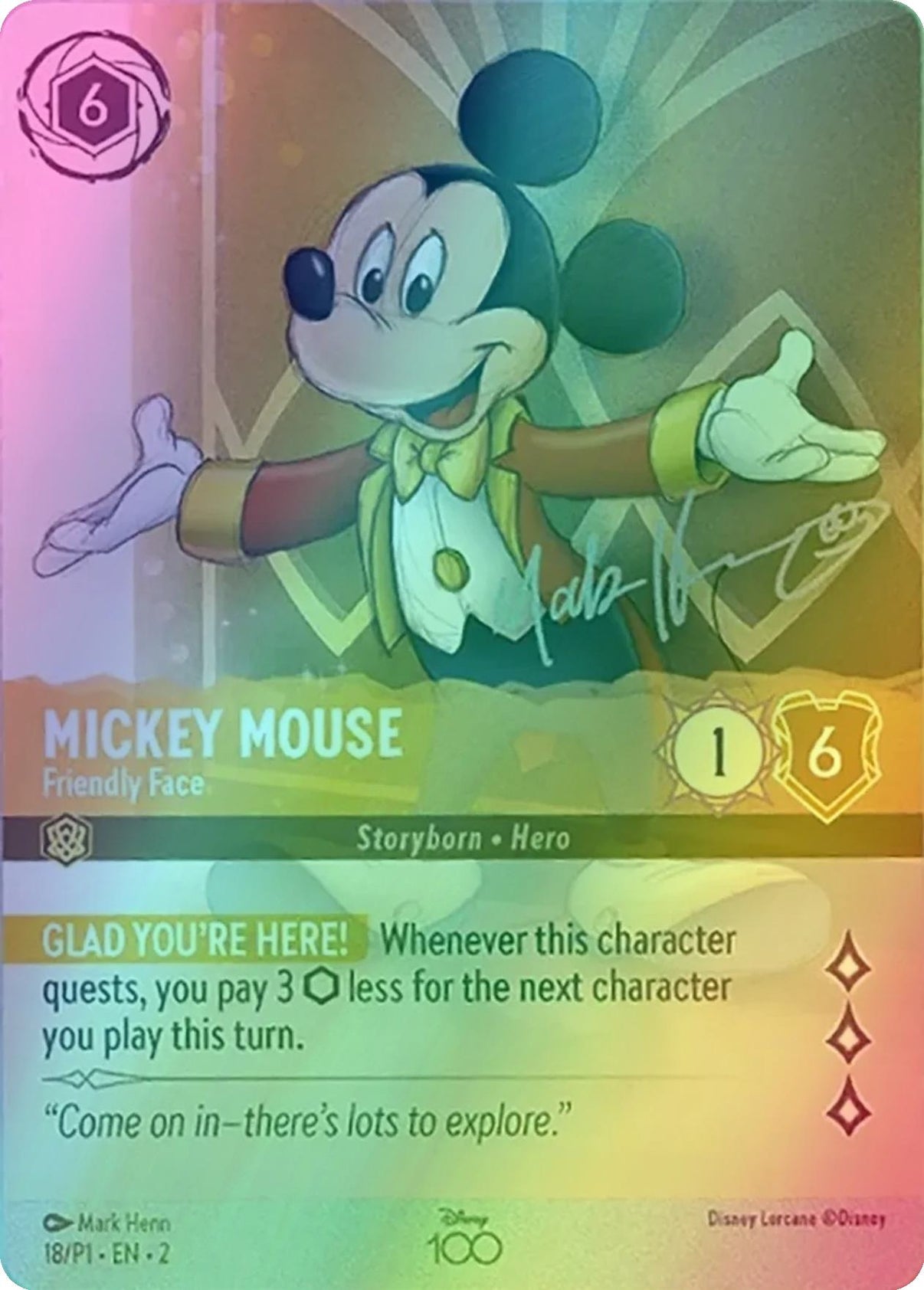 Mickey Mouse - Friendly Face (Alternate Art) - 18/P1 [Disney100 Promos ...