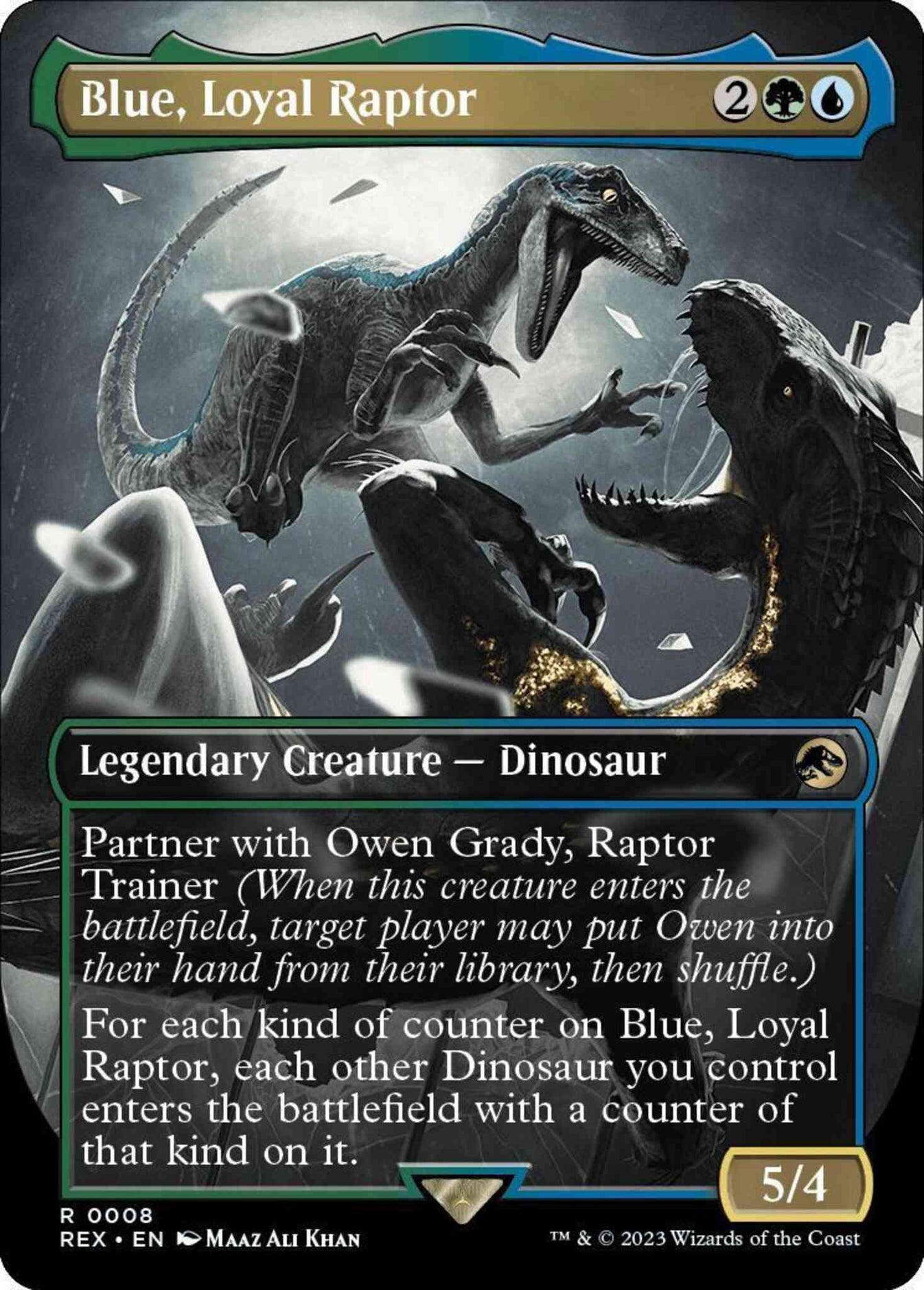 Blue, Loyal Raptor [8] [Borderless] [Universes Beyond: Jurassic World Collection] [Non-Foil ...