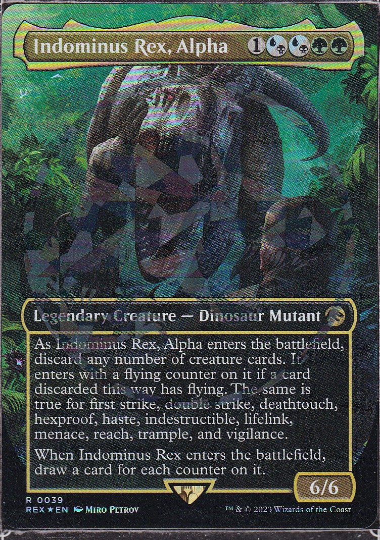 Indominus Rex, Alpha - Borderless - Emblem - Foil - Scan 11072 – Face to Face Games